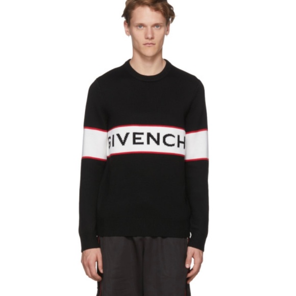 Givenchy | Sweaters | Givenchy Black Intarsia Logo Sweater | Poshmark